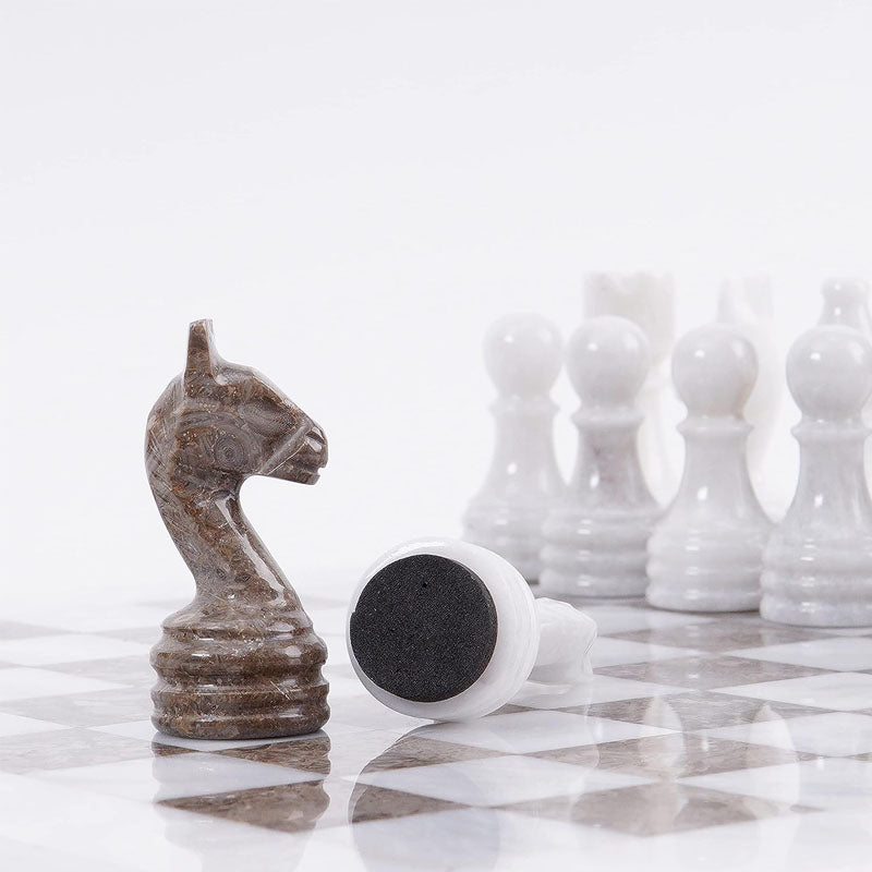 White & Grey Oceanic Premium Quality Marble Chess Set - 30cm